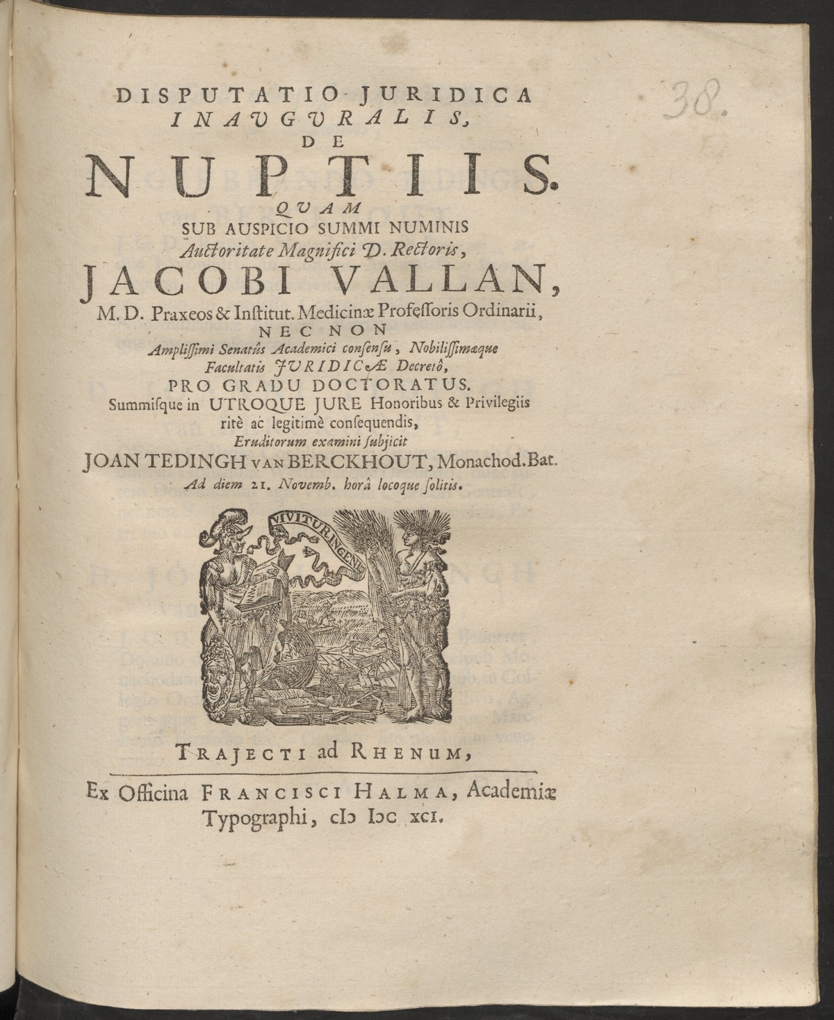 Disputatio juridica inauguralis de nuptiis