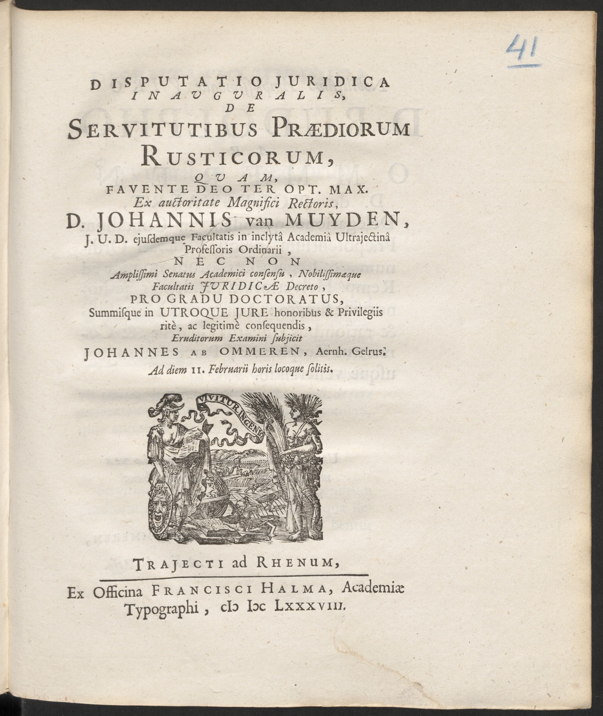 Disputatio juridica inauguralis de servitutibus praediorum rusticorum