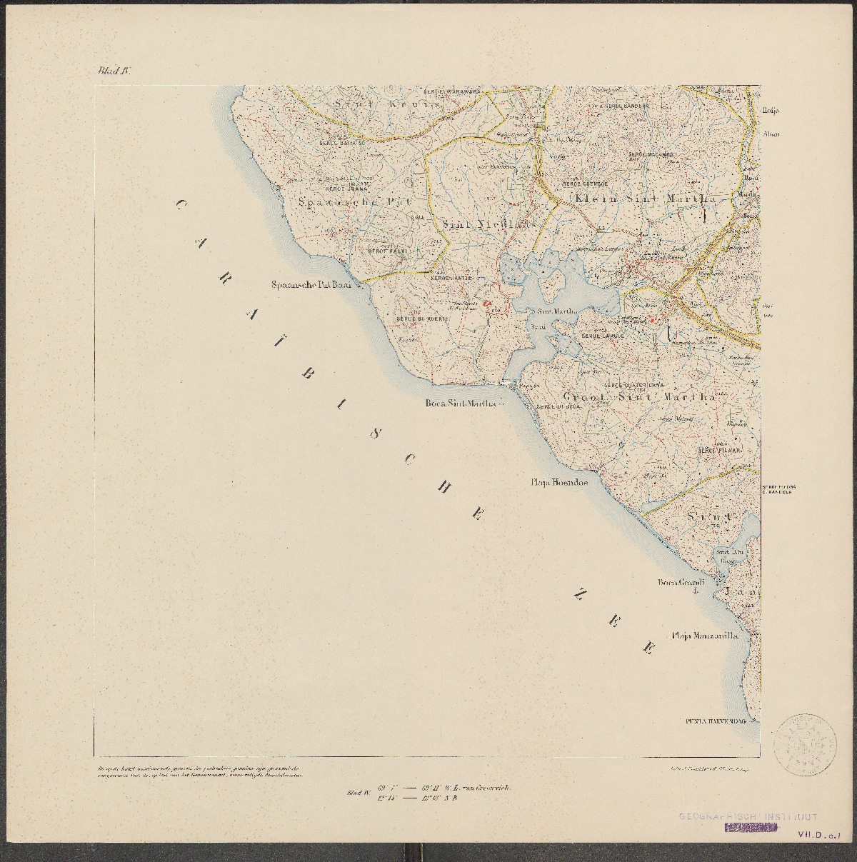 Topographische kaart van Curaçao