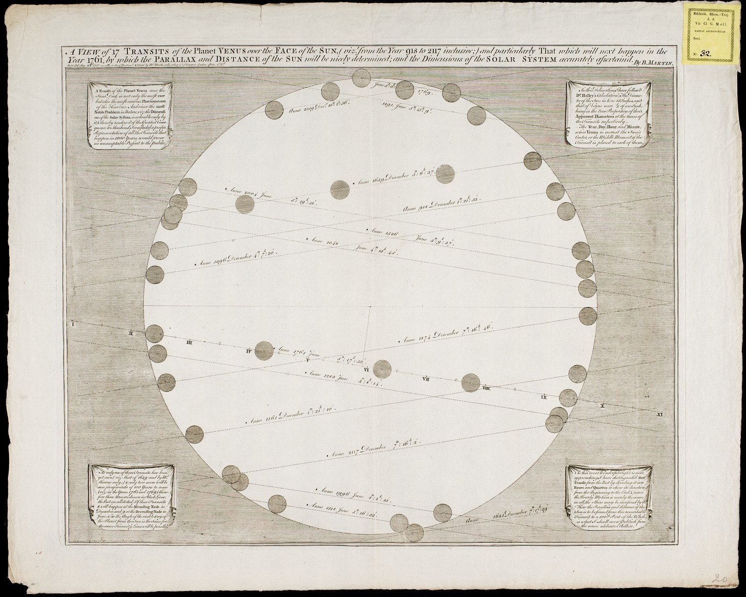 A view of 17 transits of the planet Venus over the face of the Sun ...