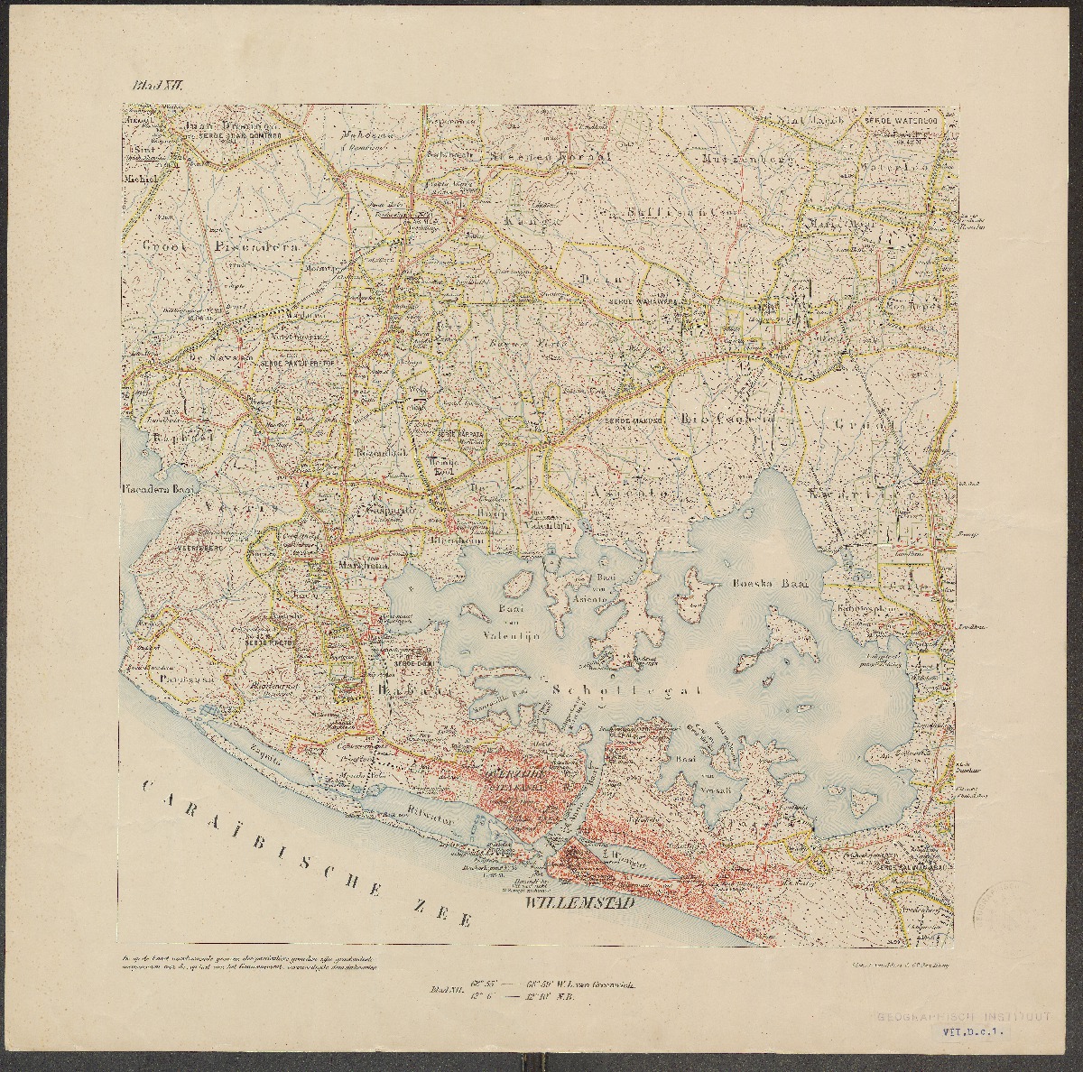 Topographische kaart van Curaçao