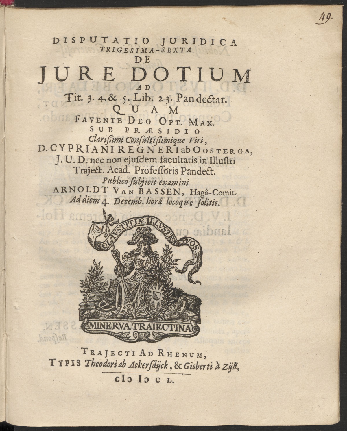 Disputatio juridica trigesima-sexta de jure dotium ad Tit. 3. 4. & 5 ...
