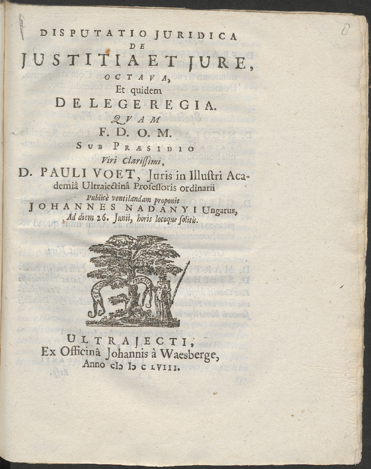 Disputatio juridica de justitia et jure octava