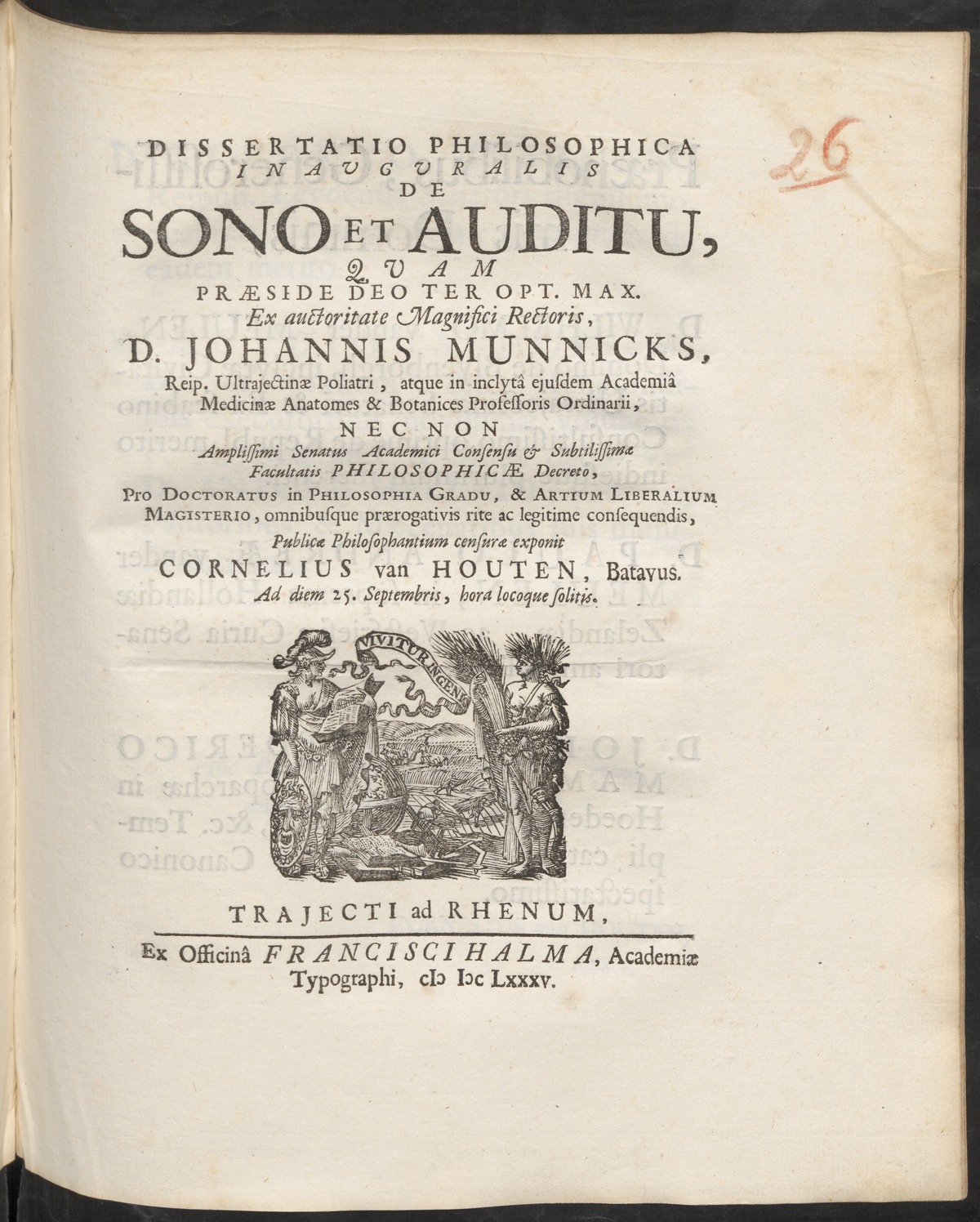 Disputatio philosophica inauguralis de sono et audito