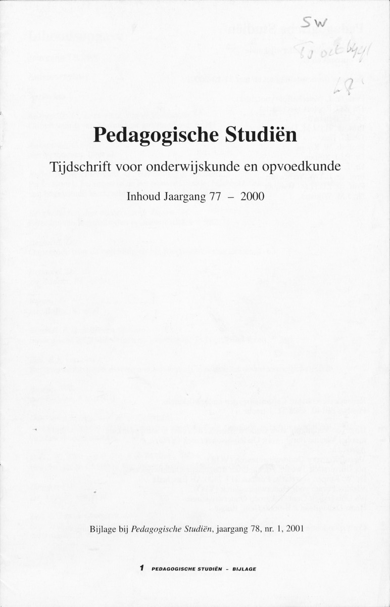 Pedagogische studiën : tijdschrift voor onderwijskunde en opvoedkunde.