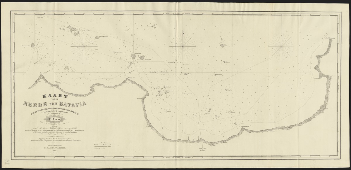 Kaart van de Reede van Batavia met de verschillende vaarwaters