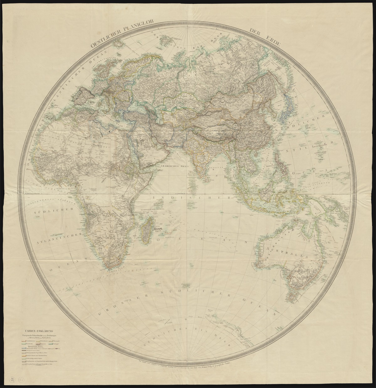 Oestlicher Planiglob der Erde.