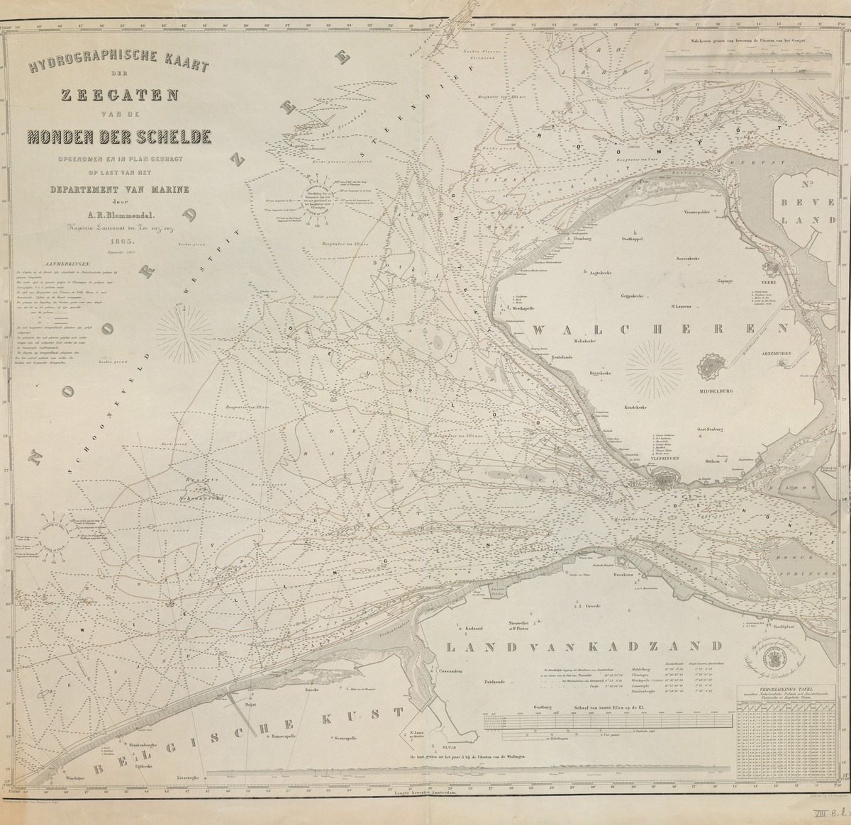 Hydrographische kaart der zeegaten van de monden der Schelde